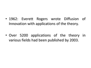 Theory of Diffusion of innovations presentation | PPTX