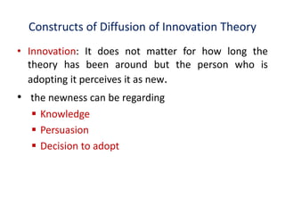 Theory of Diffusion of innovations presentation | PPTX