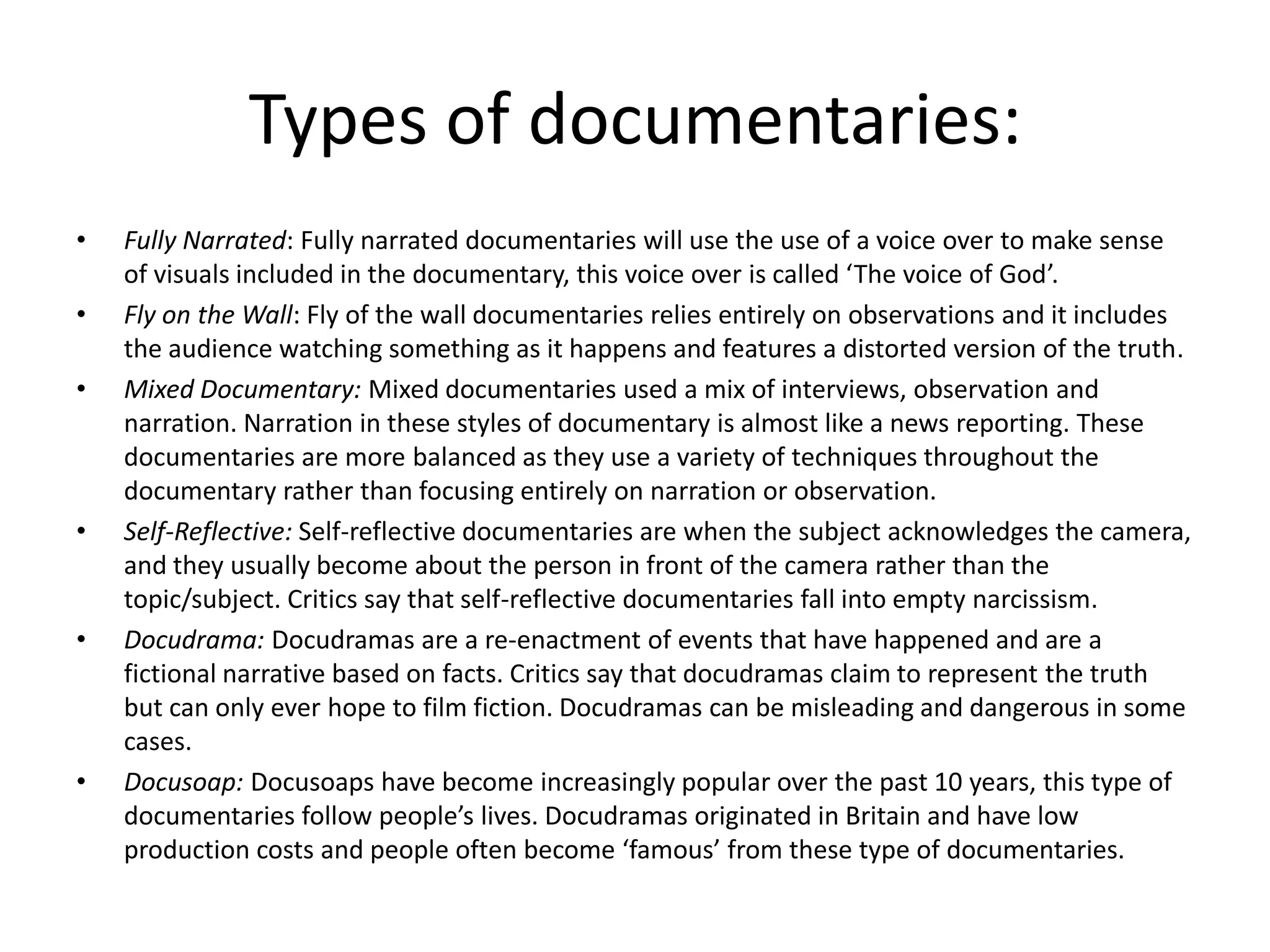 Theory of documentaries powerpoint | PPTX