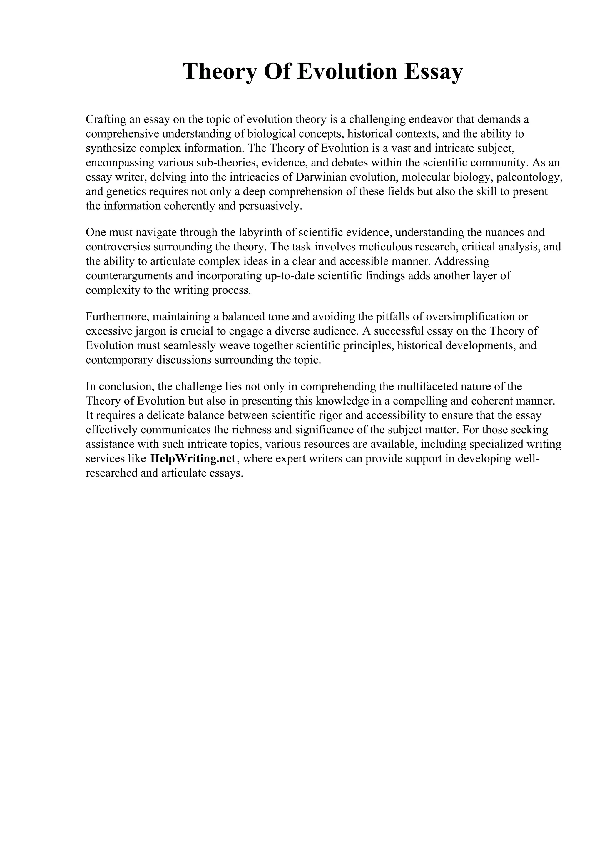 Theory Of Evolution Essay.pdf