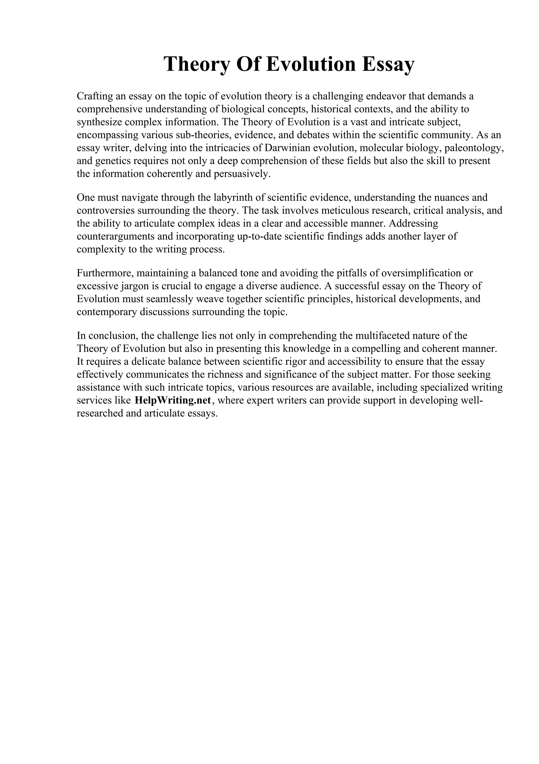 Theory Of Evolution Essay.pdf