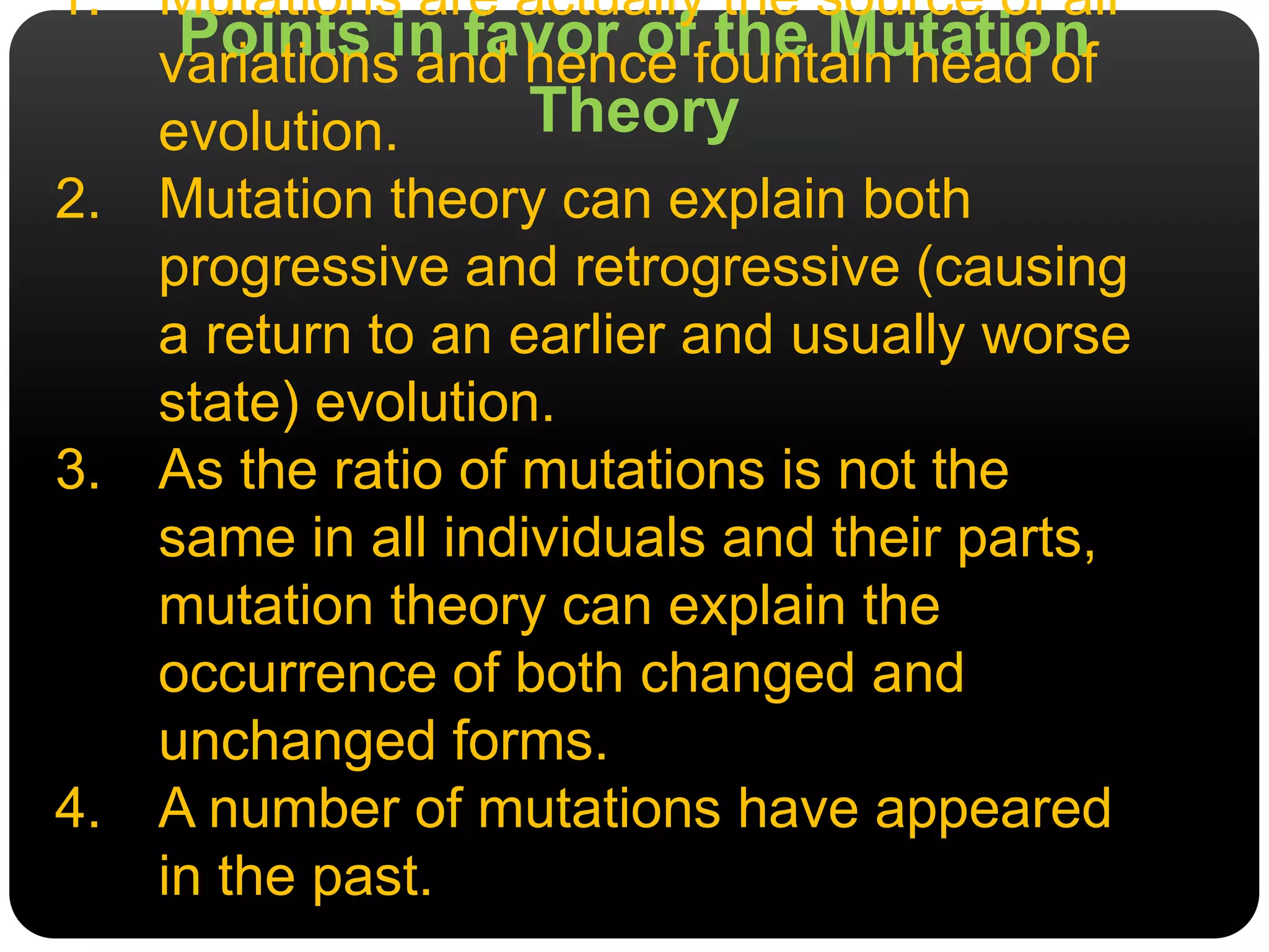 Theory of evolution through mutation of Hugo de Vries | PPTX
