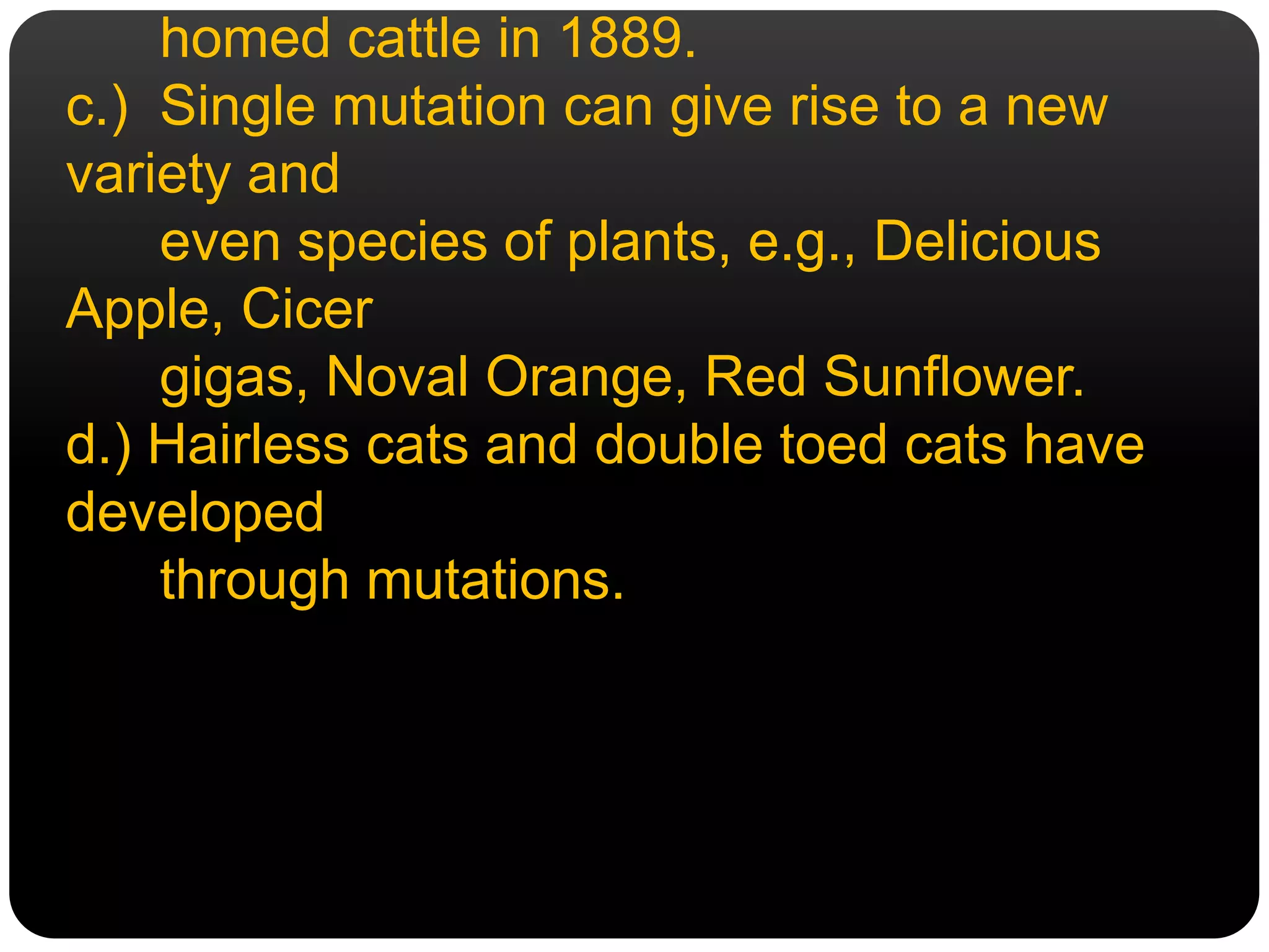 Theory of evolution through mutation of Hugo de Vries | PPTX