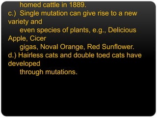 Theory of evolution through mutation of Hugo de Vries | PPTX