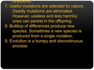 Theory of evolution through mutation of Hugo de Vries | PPTX