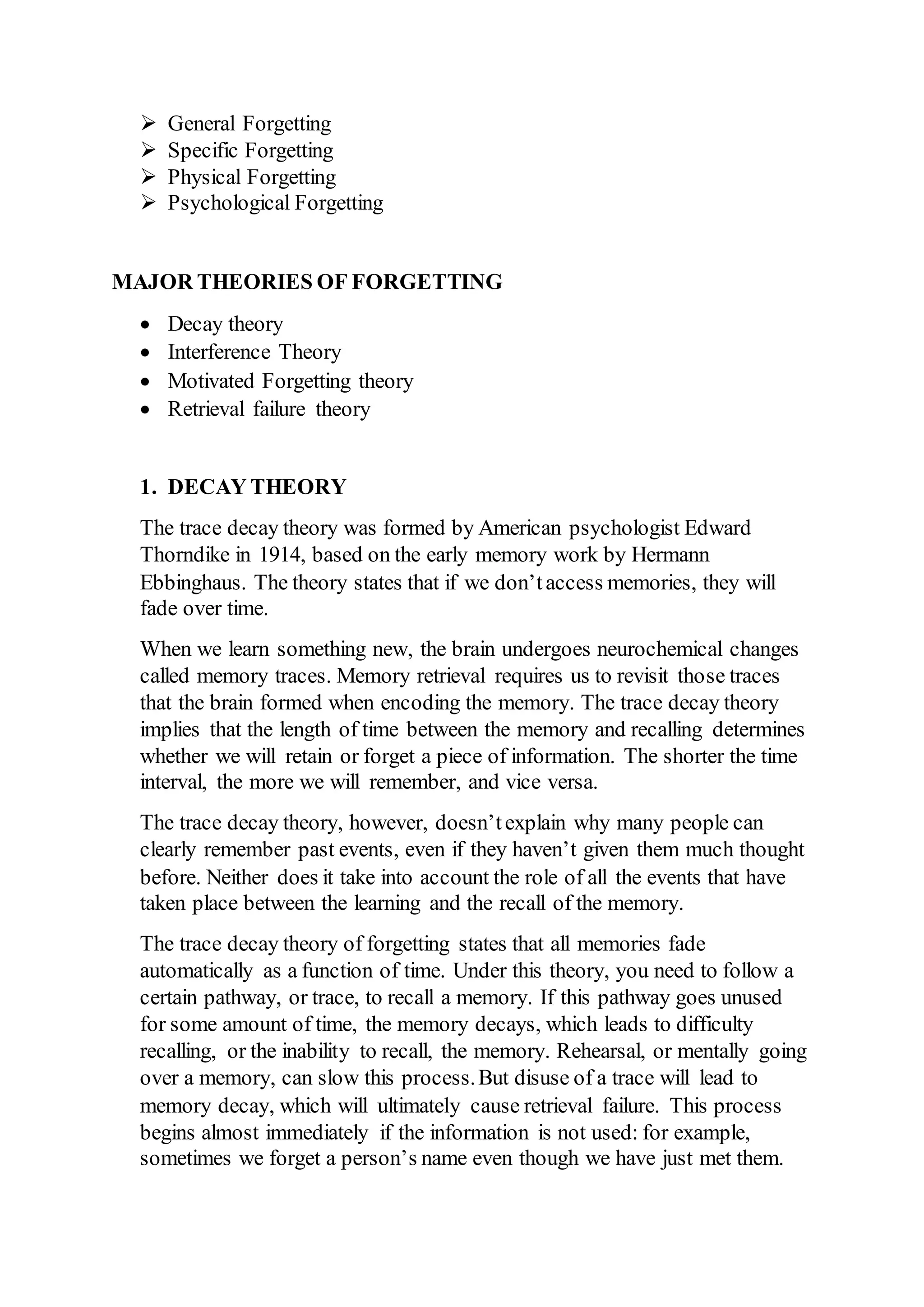 Theory of forgetting | DOCX