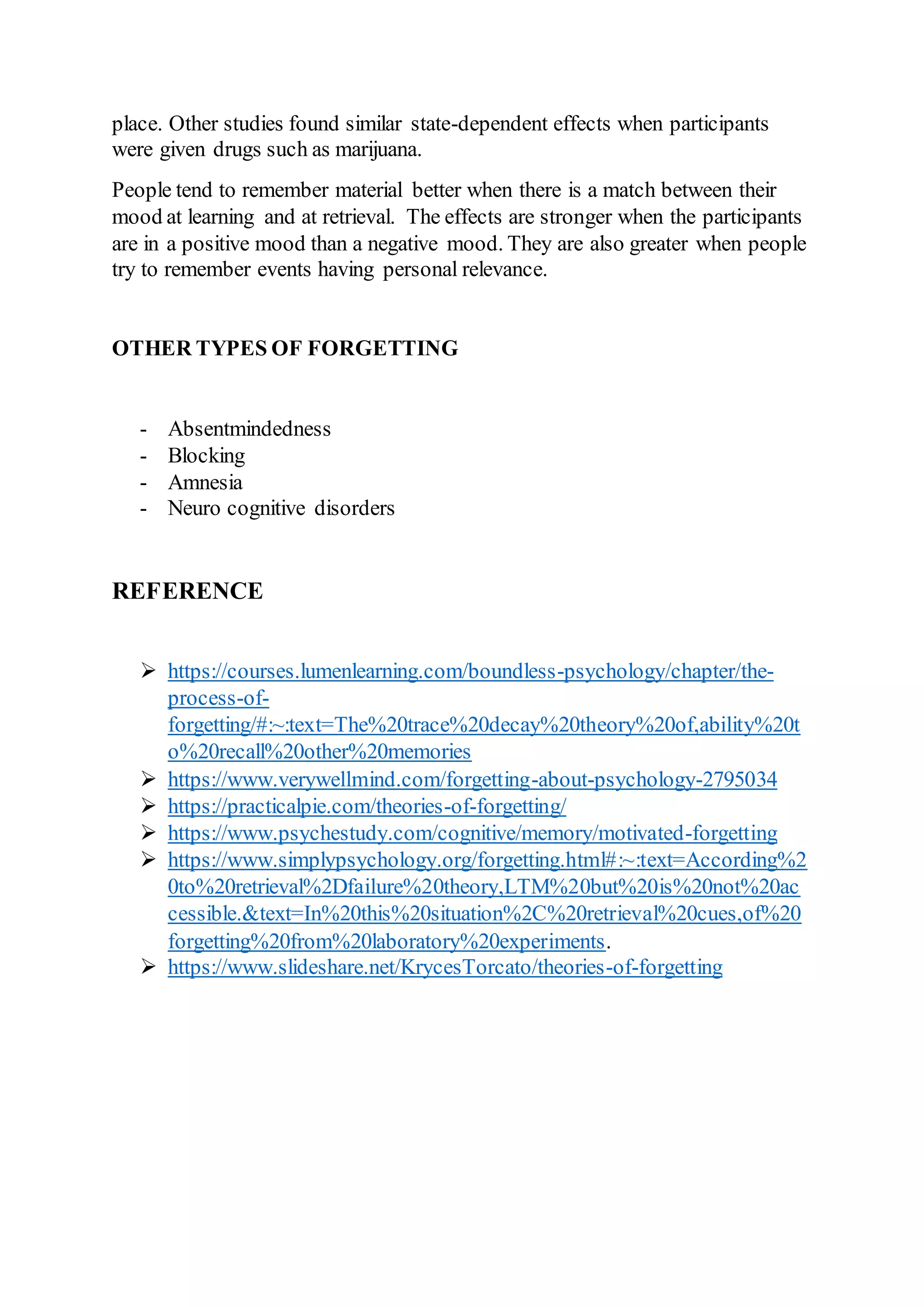 Theory of forgetting | DOCX