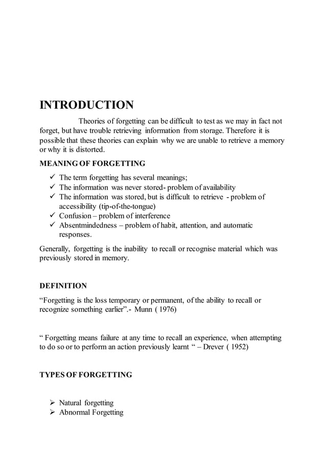 Theory of forgetting | DOCX