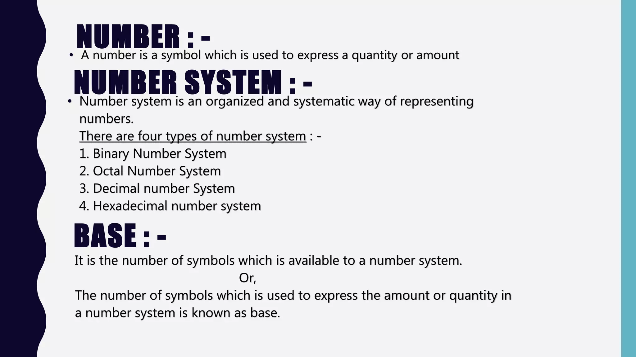 Number System (Binary,octal,Decimal,Hexadecimal) | PPTX
