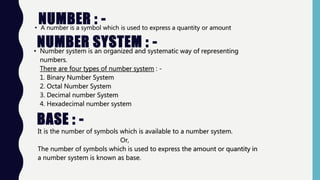 Number System (Binary,octal,Decimal,Hexadecimal) | PPTX