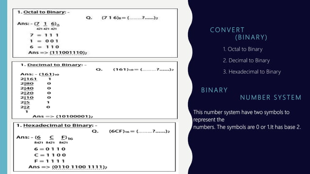 Number System (Binary,octal,Decimal,Hexadecimal) | PPTX