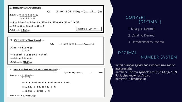 Number System (Binary,octal,Decimal,Hexadecimal) | PPTX
