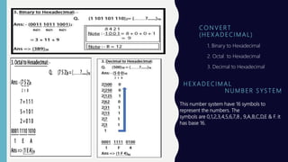 Number System (Binary,octal,Decimal,Hexadecimal) | PPTX