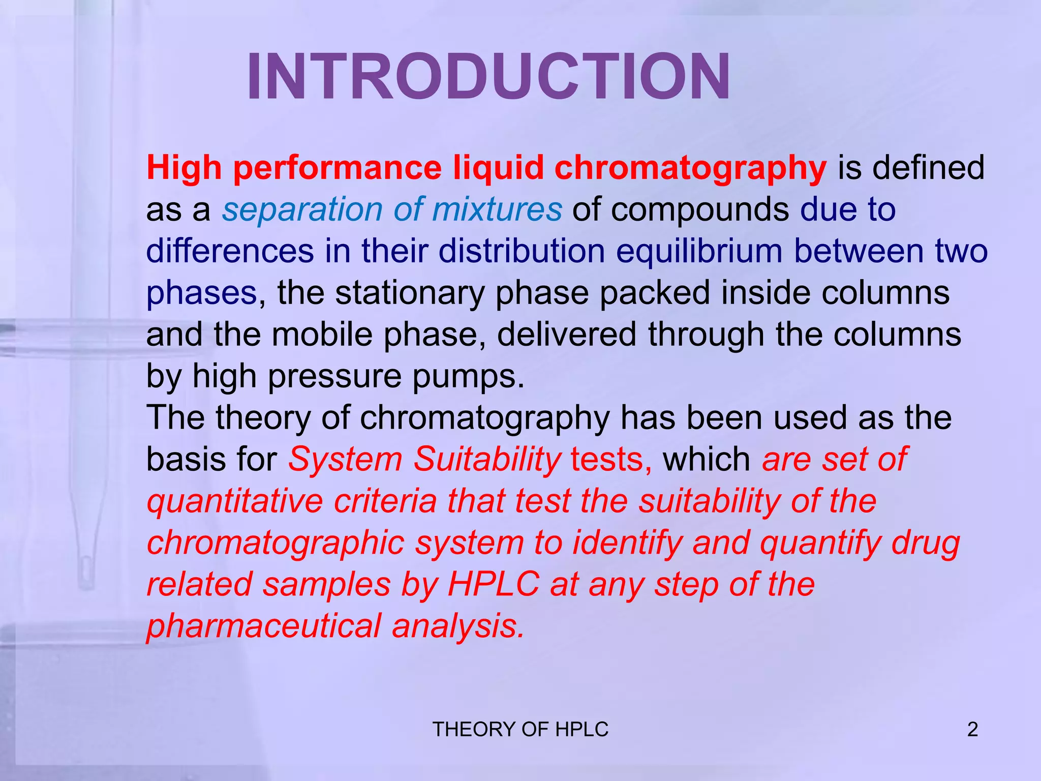 Theory of high performance liquid chromatography ppt | PPTX