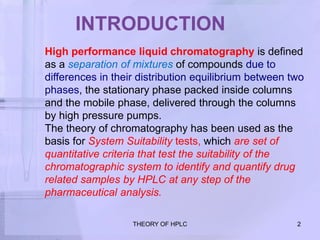 Theory of high performance liquid chromatography ppt | PPTX
