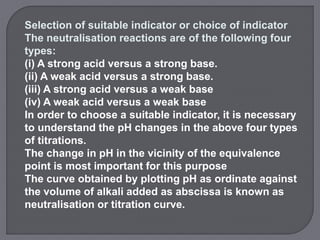 Theory of Indicators/choice of indicator/acid base indicator | PPTX