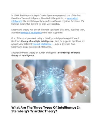 Theory of intelligence | PDF