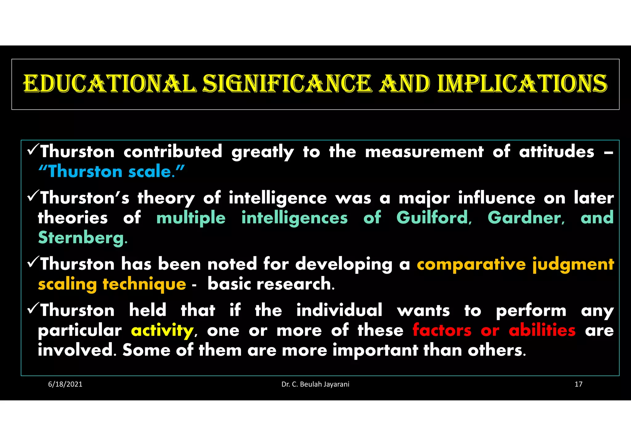 Theory of intelligence thurstone | PDF