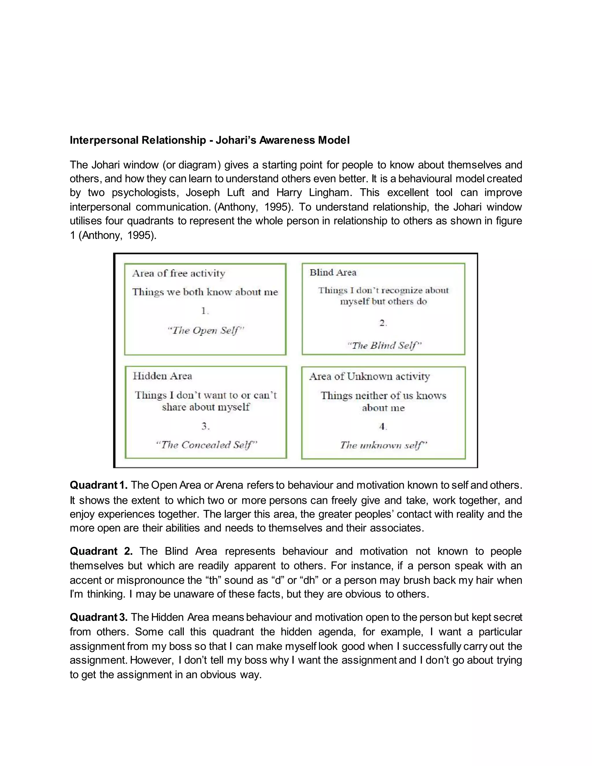 Theory of interpersonal relationship | DOCX | Family and Relationships