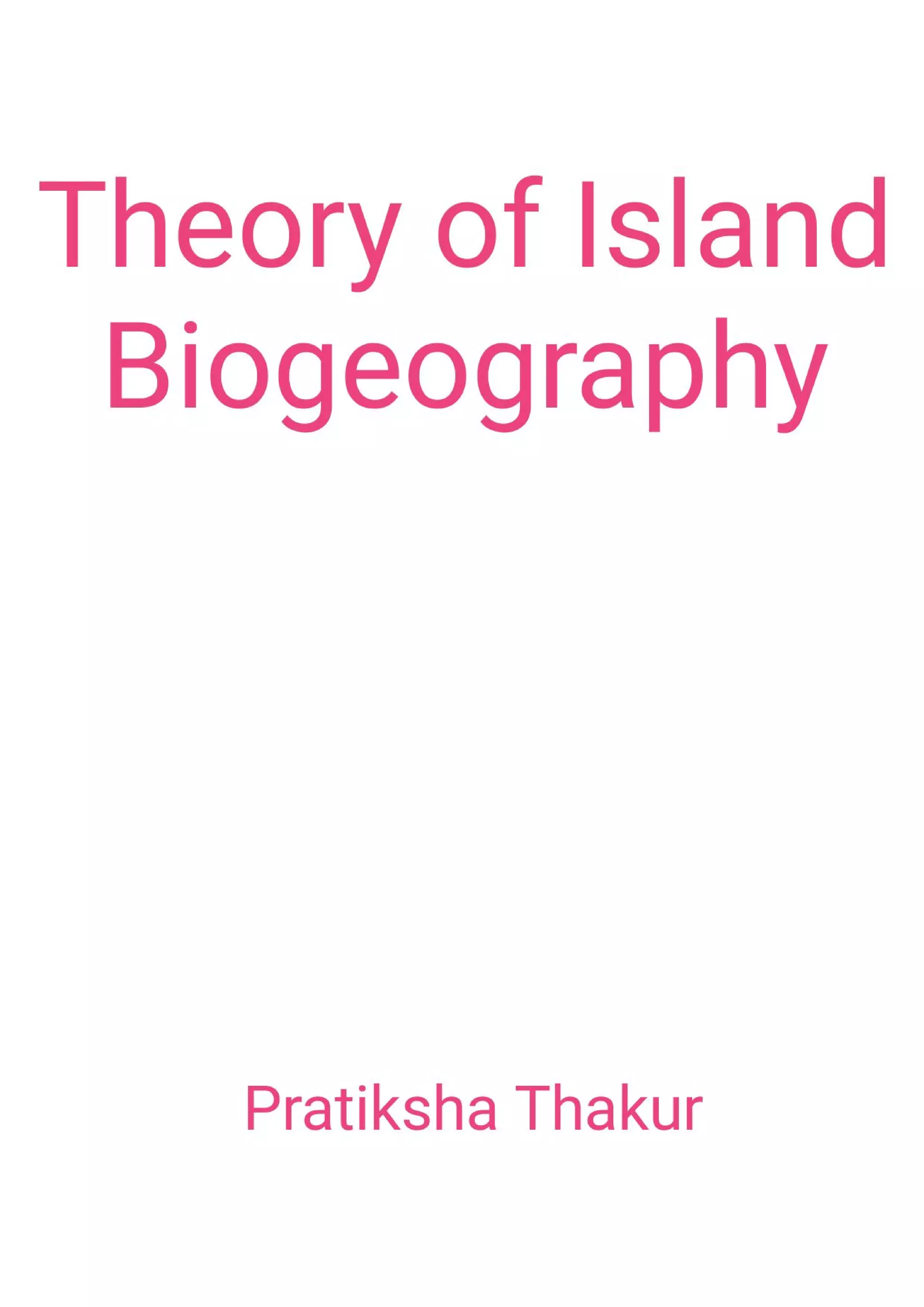 Theory of Island Biogeography | PDF