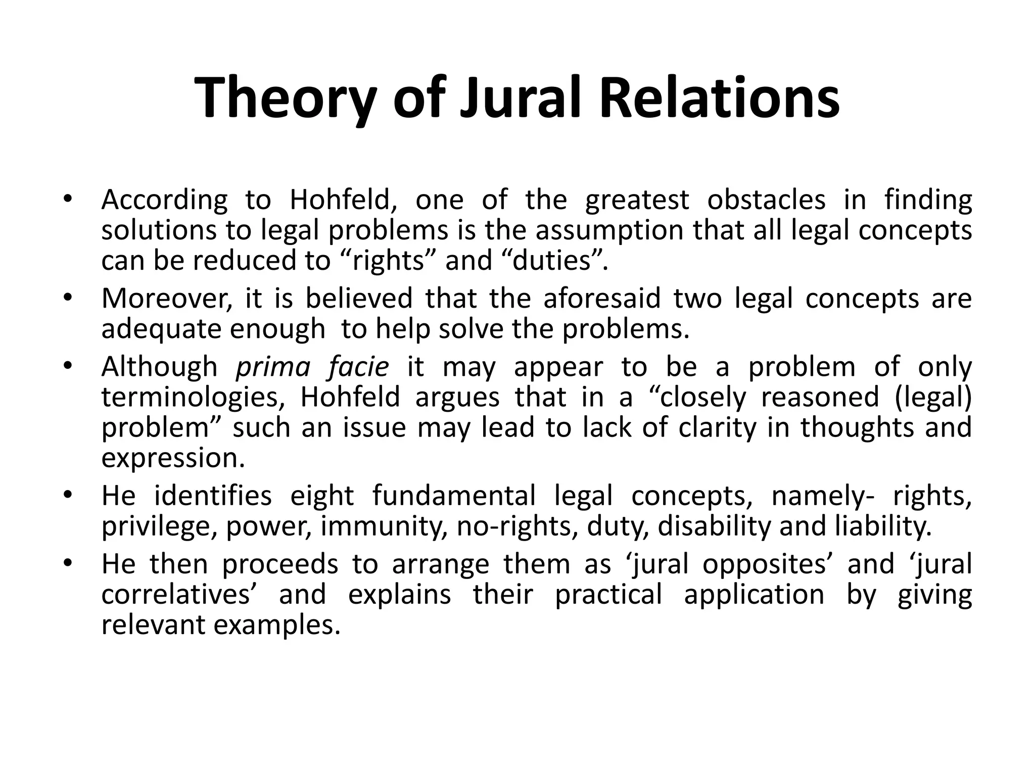 Theory of Jural Relations HOHFELD.pptx