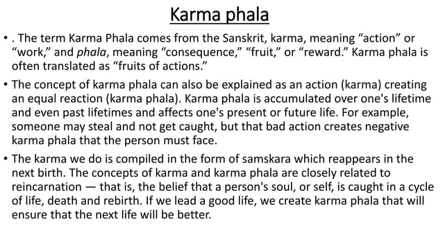 Theory of Karmasaya and principle of Karma-phala.pptx | Hinduism | Religion & Spirituality