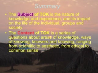 Theory of knowledge (tok) | PPT
