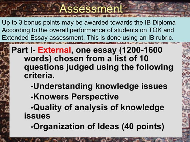 Theory of knowledge (tok) | PPT | Educational Assessment | Education
