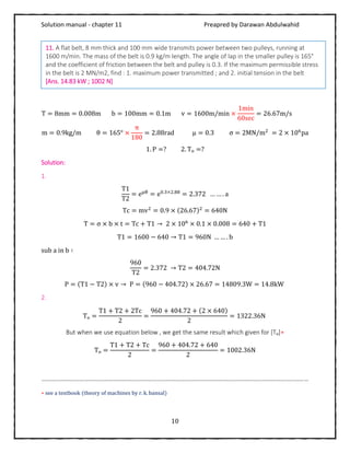 Theory of machines solution ch 11 | PDF