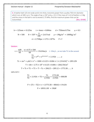 Theory of machines solution ch 11 | PDF