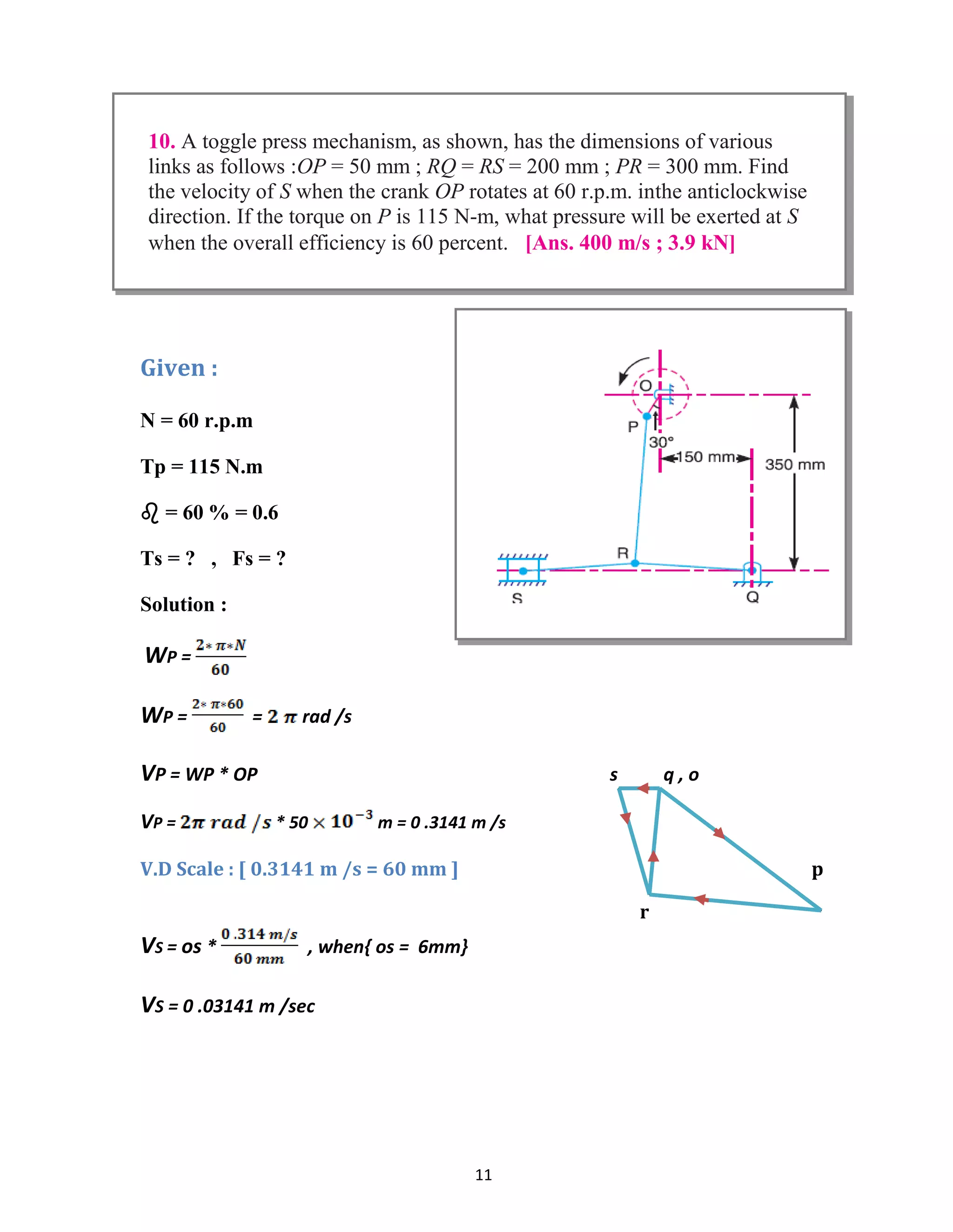 Theory of machines solution of exercise | PDF