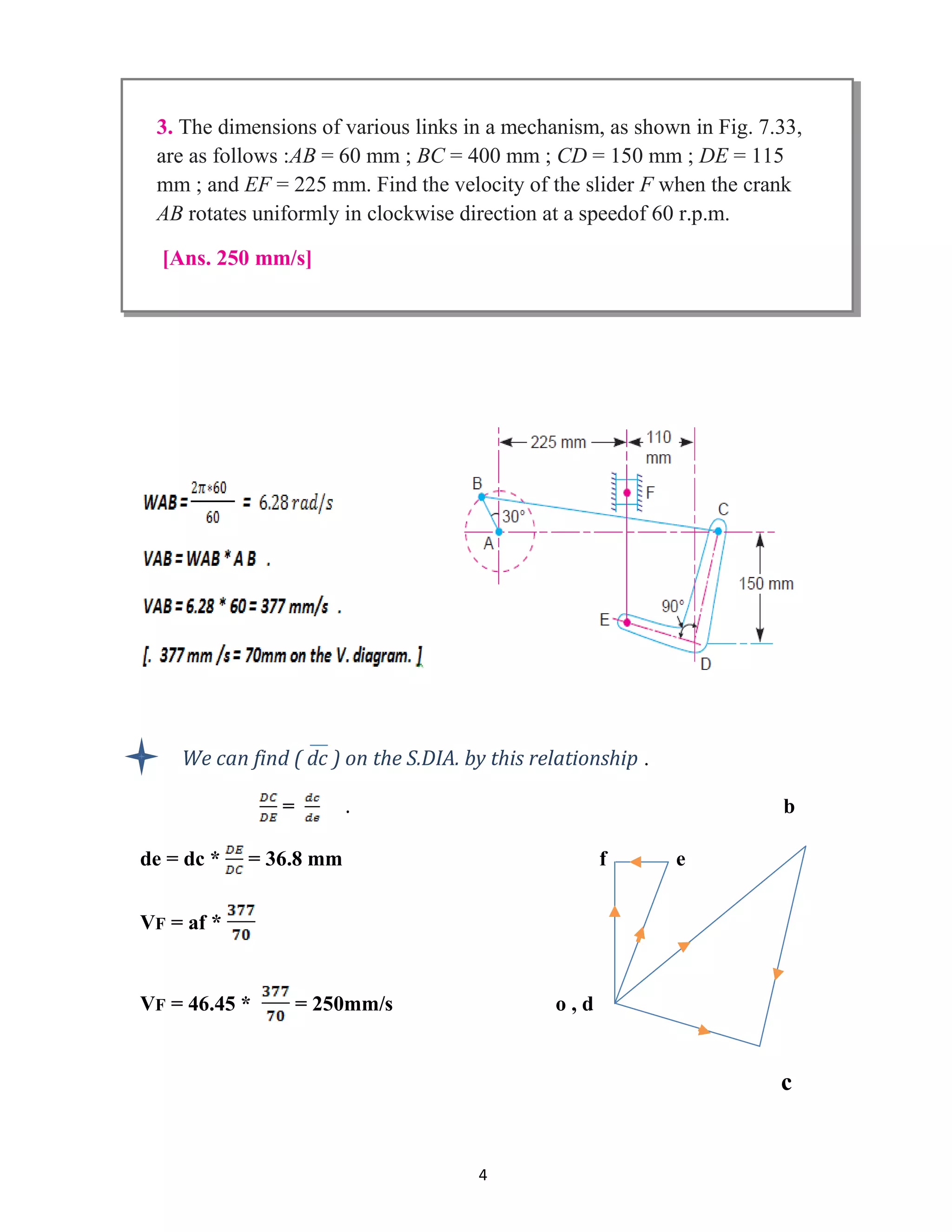 Theory of machines solution of exercise | PDF