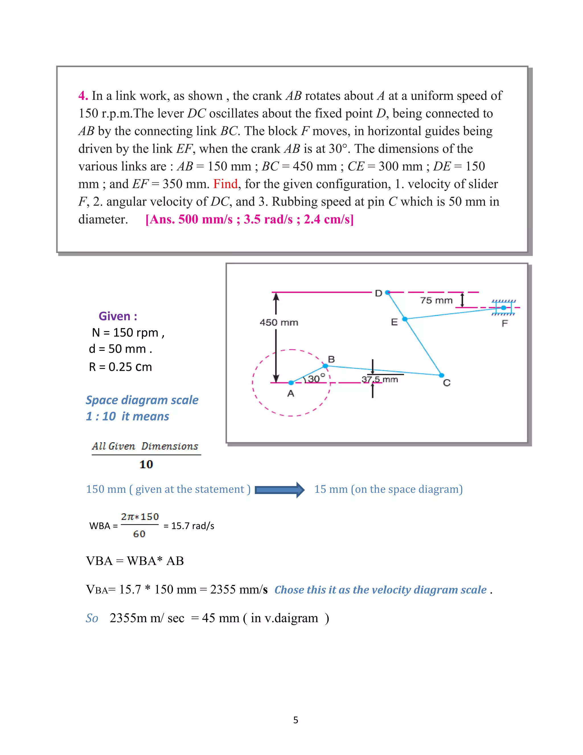 Theory of machines solution of exercise | PDF