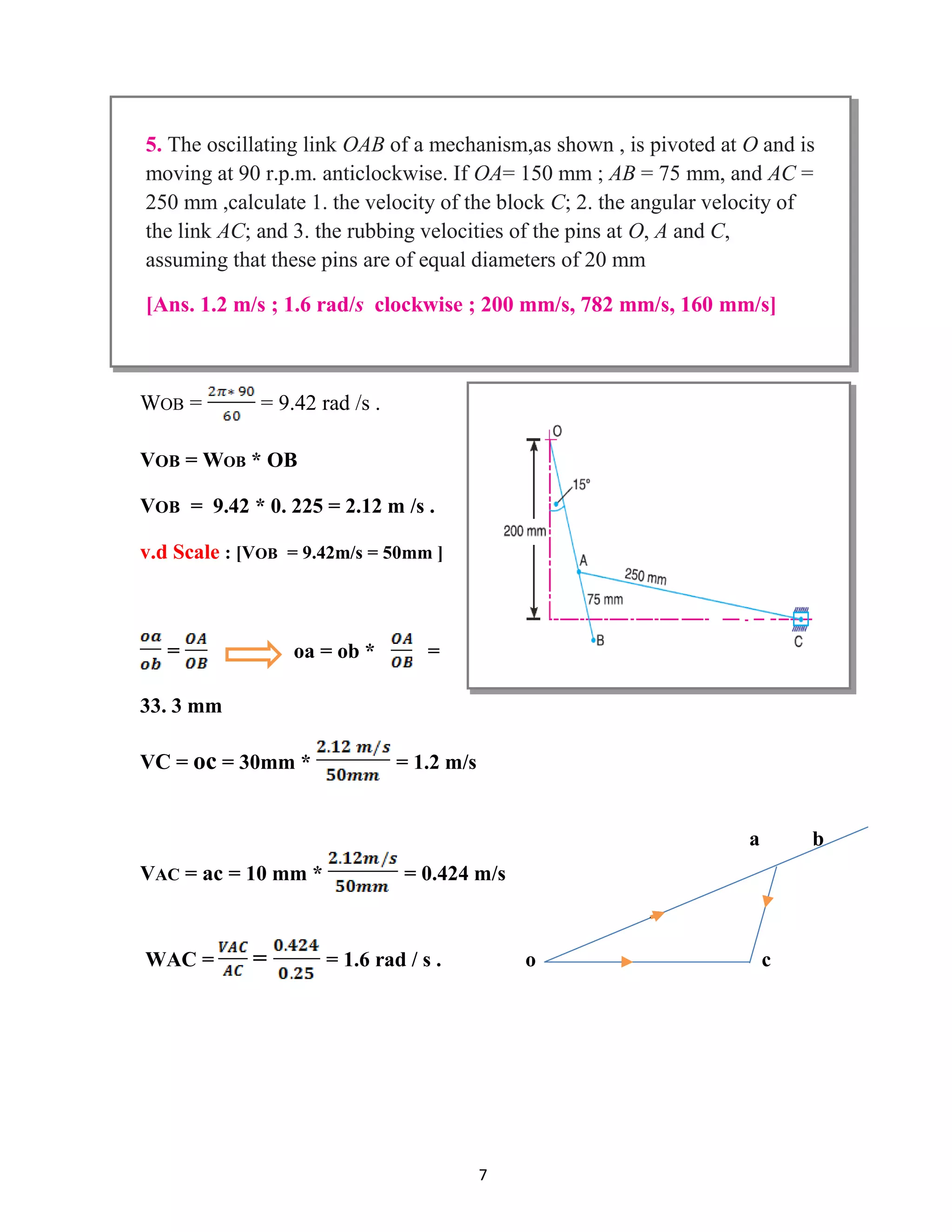 Theory of machines solution of exercise | PDF
