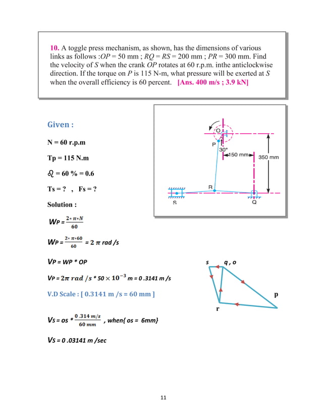 Theory of machines solution of exercise | PDF