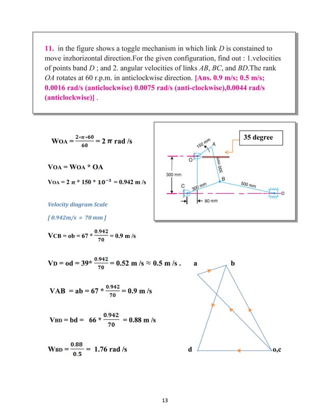 Theory of machines solution of exercise | PDF