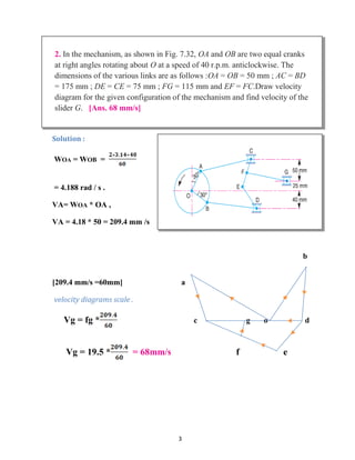 Theory of machines solution of exercise | PDF