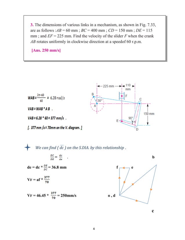Theory of machines solution of exercise | PDF