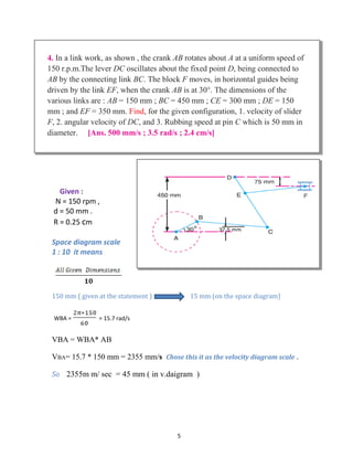 Theory of machines solution of exercise | PDF