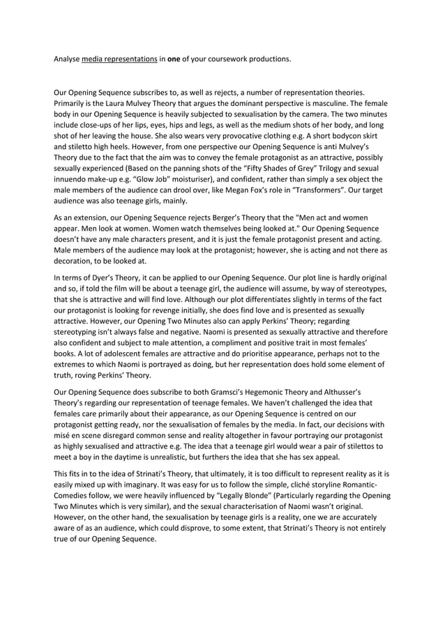 G325 Q1B: Applying Theories of Representation | DOC | Romance | Genres