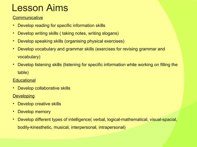 Theory of multiple intelligence.lesson plan | PPT