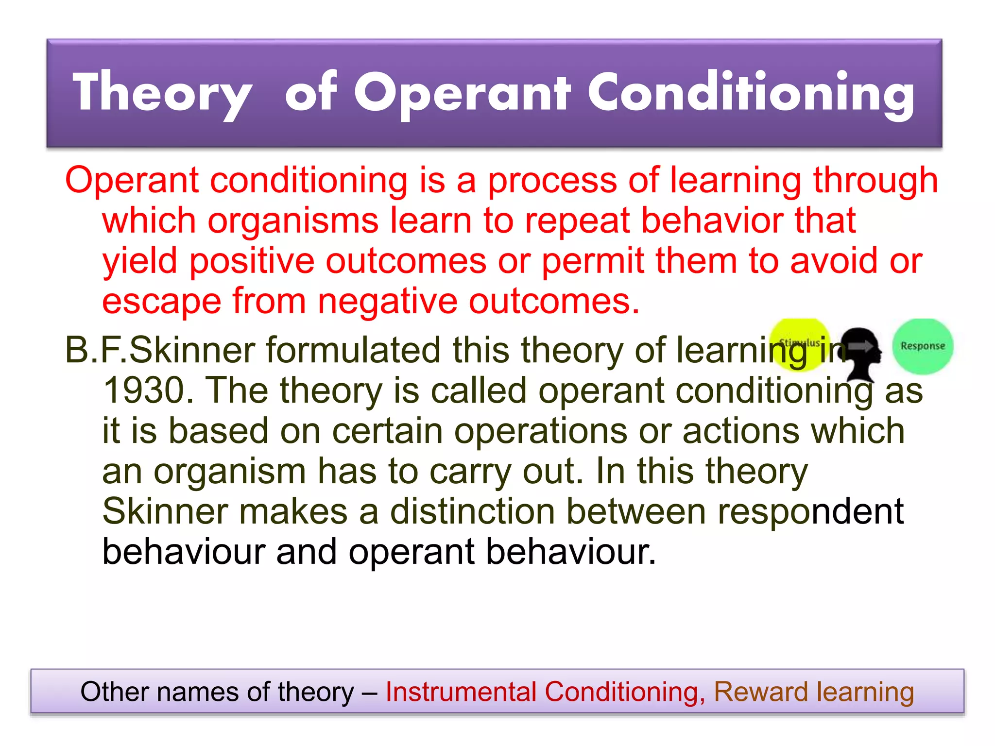 Theory of Operant Conditioning - B F Skinner | PPTX