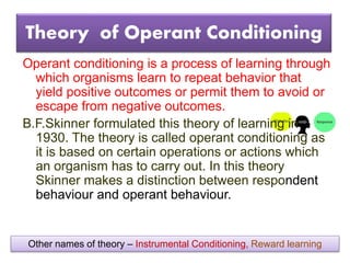 Theory of Operant Conditioning - B F Skinner | PPTX