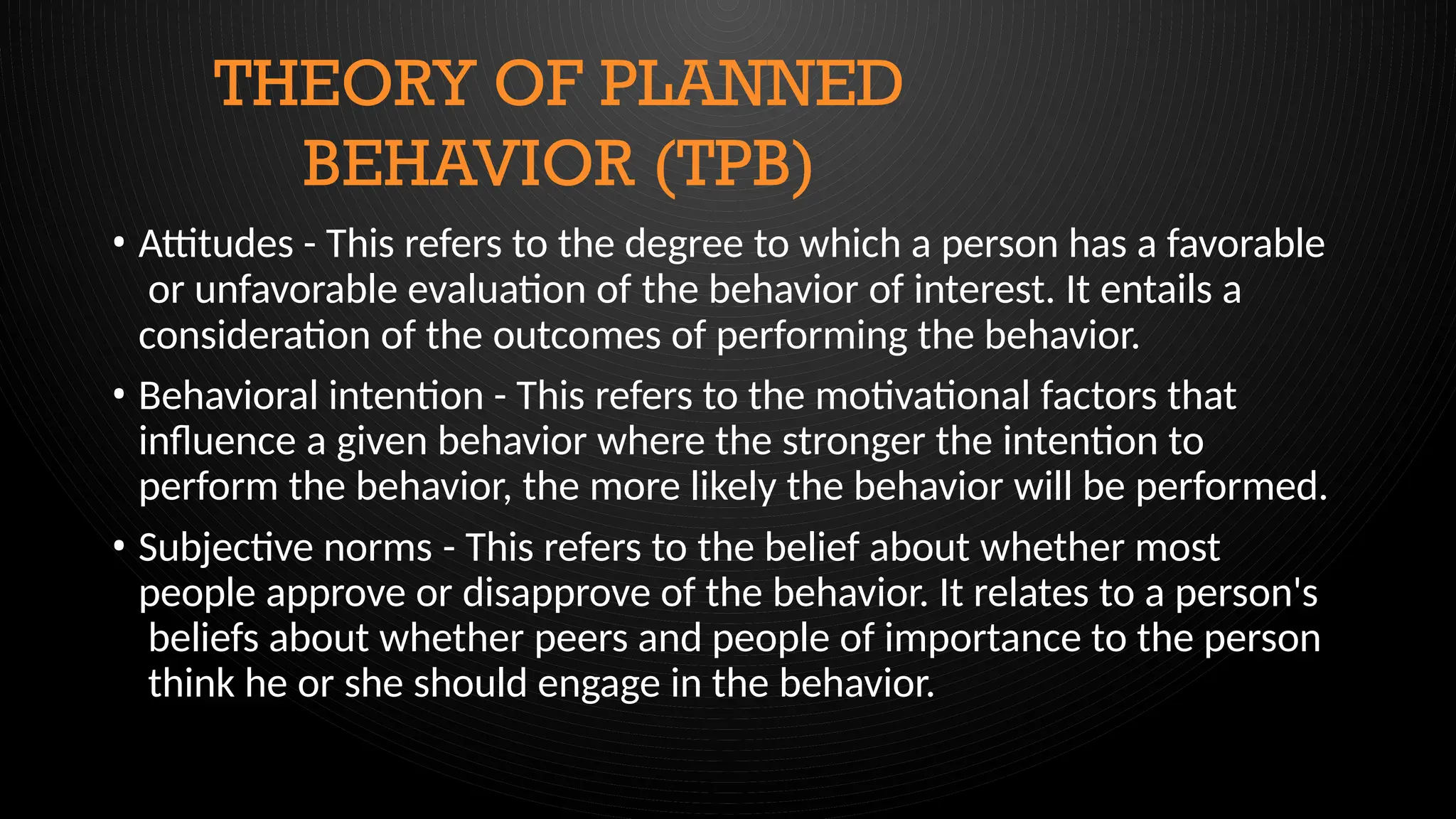 Theory of Planned Behavior in Health promotion | PPTX