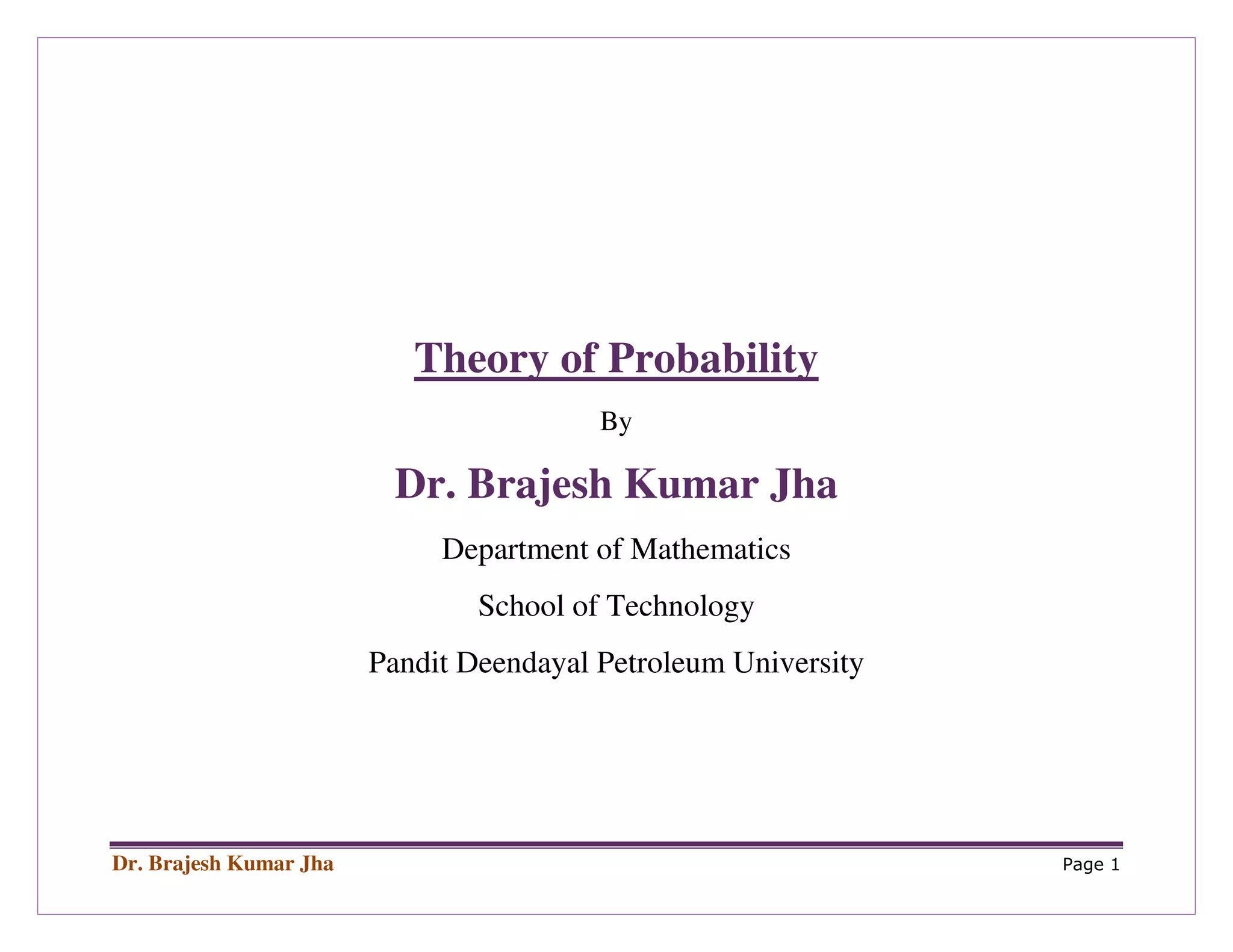 Theory of probability | PPT