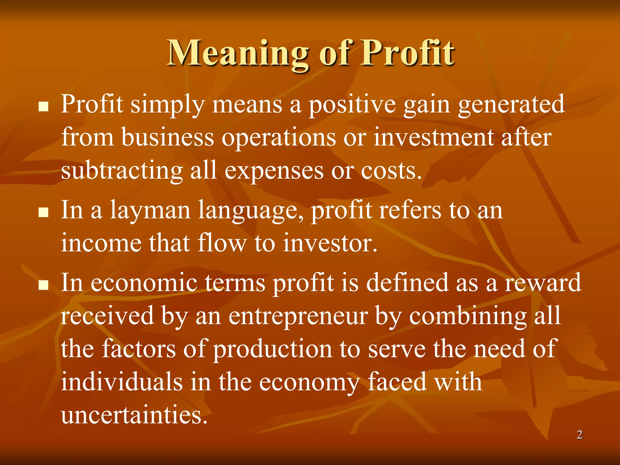 Theory of Profit | PPT