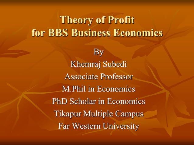 Theory of Profit | PPT | Stocks and Bonds | Personal Investing