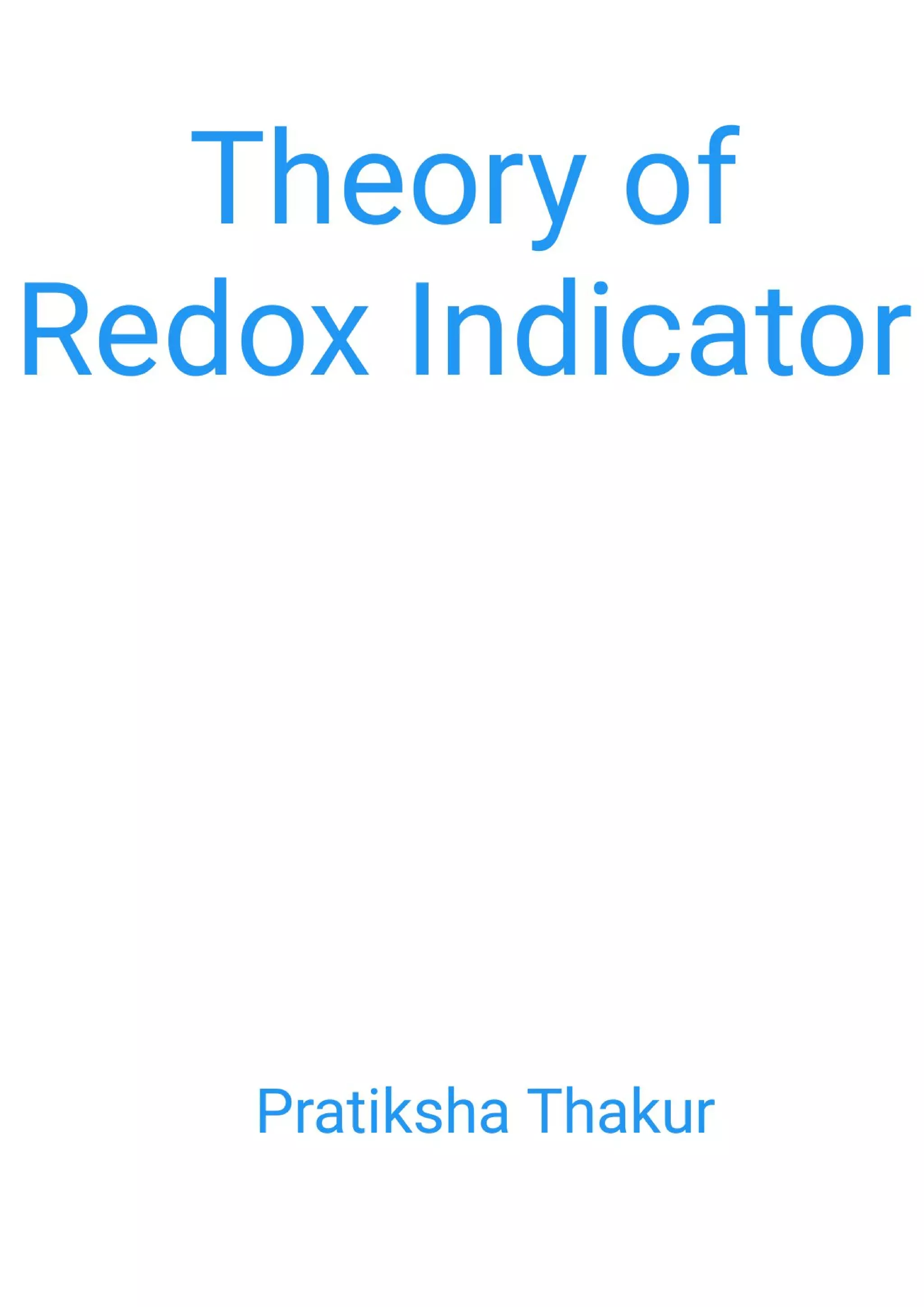 Theory of Redox Indicator | PDF