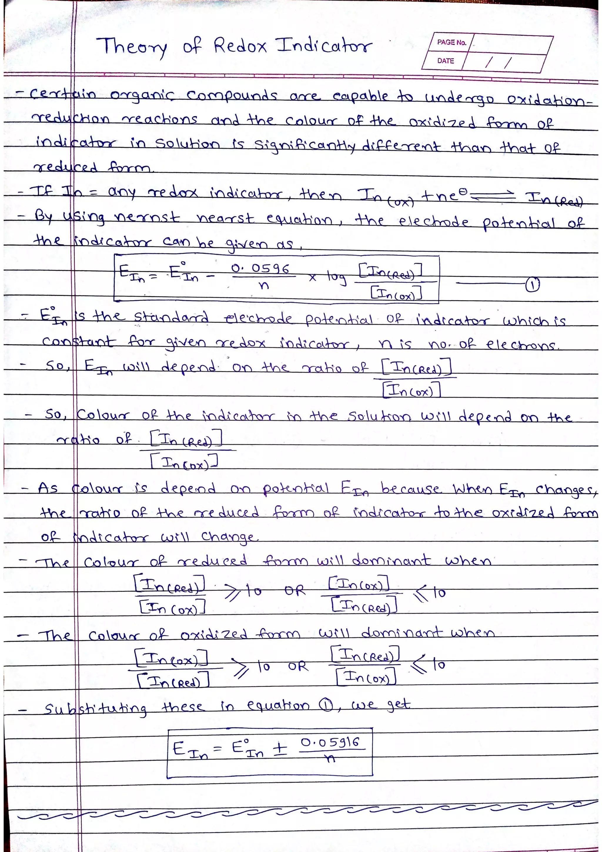 Theory of Redox Indicator | PDF