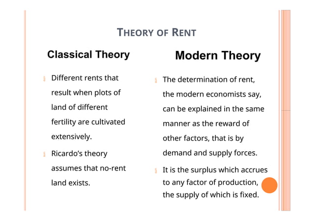 theory of rent. Assumptions Criticism, Scarcity and differential | DOCX